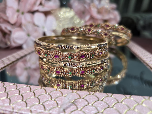 Ruby & Emerald Radiance Bangles Set – pearlsandpetalsuk